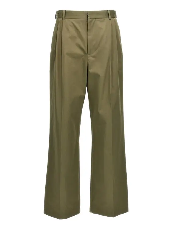 Loewe Pleated Cotton Trousers - Green