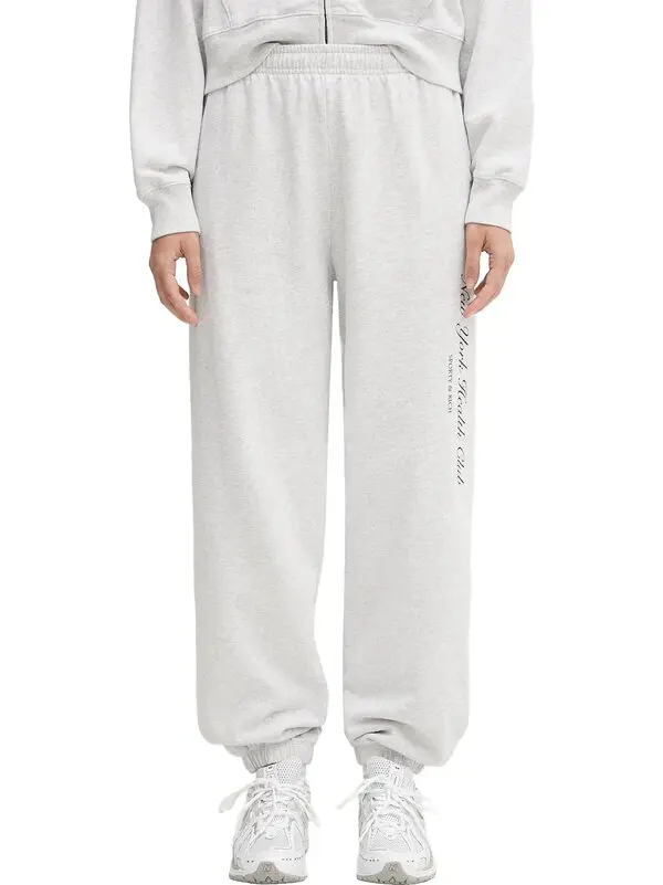 SPORTY  RICH Sporty & Rich Elastic Waistband Sweatpants With Printed Detail - Grey