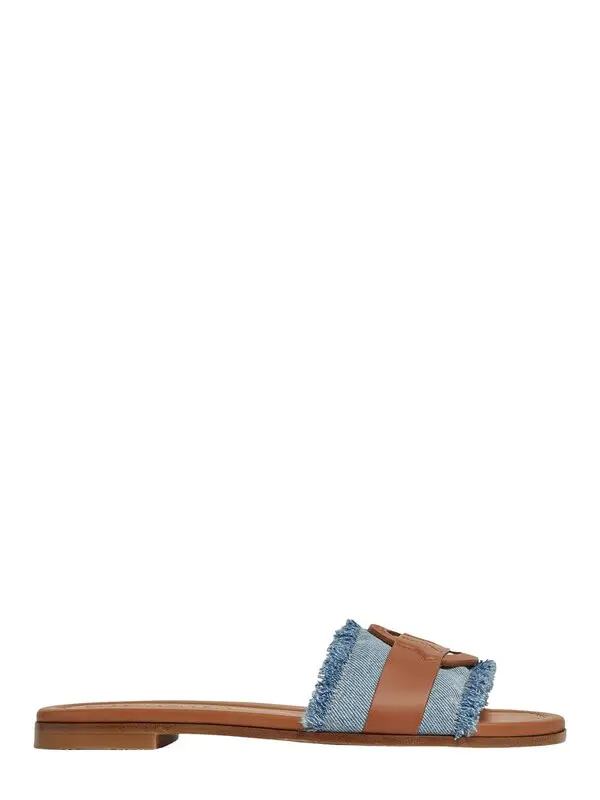 Moncler Bell Denim Slides - Powder Blue