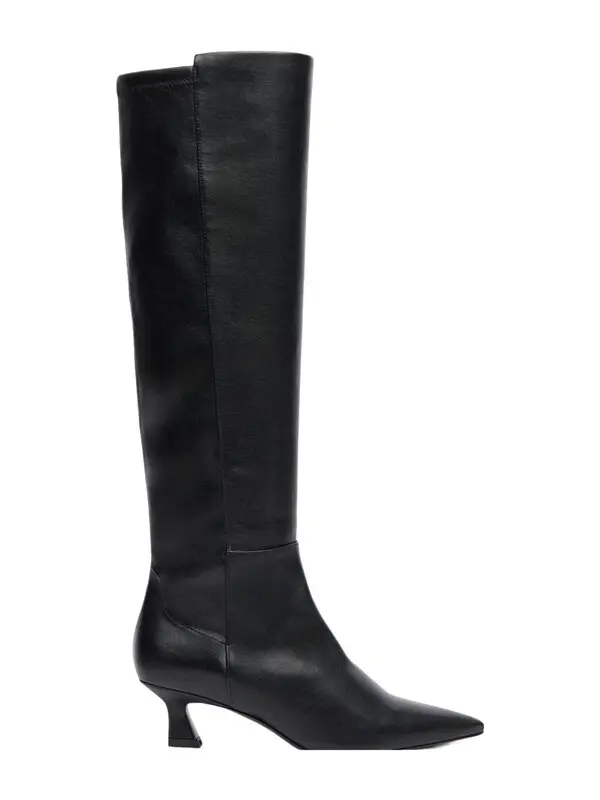 STUART WEITZMAN 5050 Vinnie Pointed Toe Sculpted Heel Knee-high Boots - Black