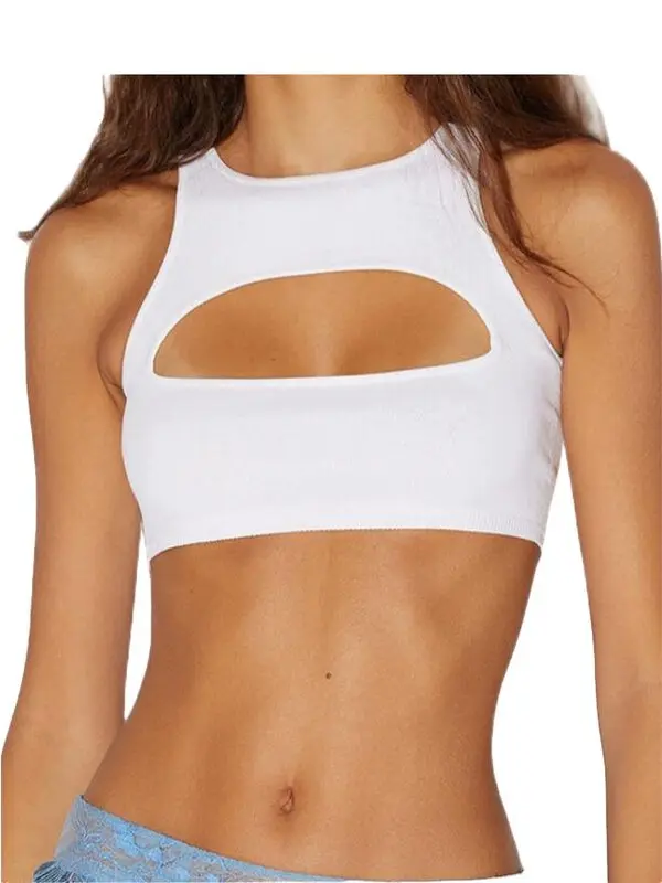Dsquared2 Cut-out Crewneck Sleeveless Cropped Top - Nude