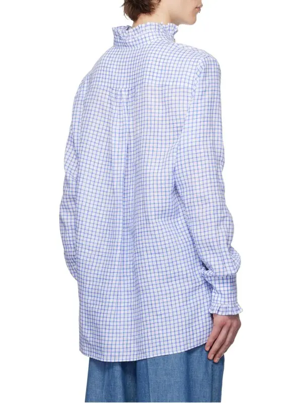 Valentino Garavani Checked Ruffle Detailed Long-sleeved Shirt - Multicolor