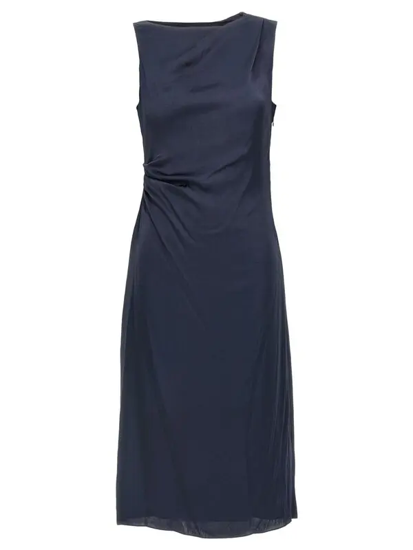 Theory Crinkled Satin Midi Dress - Blue