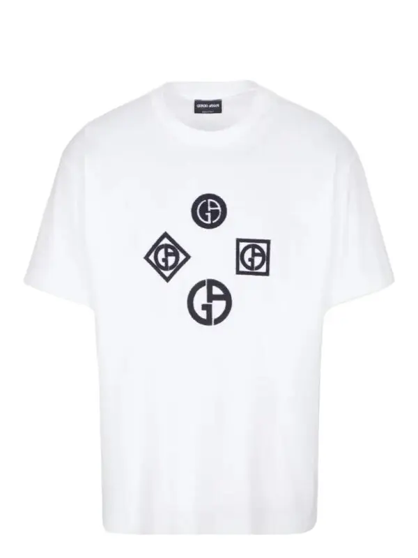 Giorgio Armani Logo-patch Cotton T-shirt - White