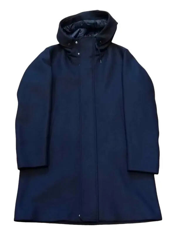 Herno High Neck Hooded Coat - Deep Navy Blue