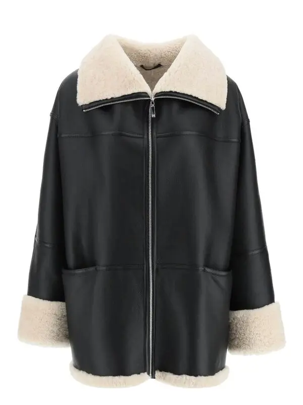 TOTEME Signature Zip-up Leather Jacket - Black