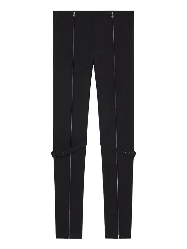 COURREGES Zip Detailed Stretch Wool Pants - Black