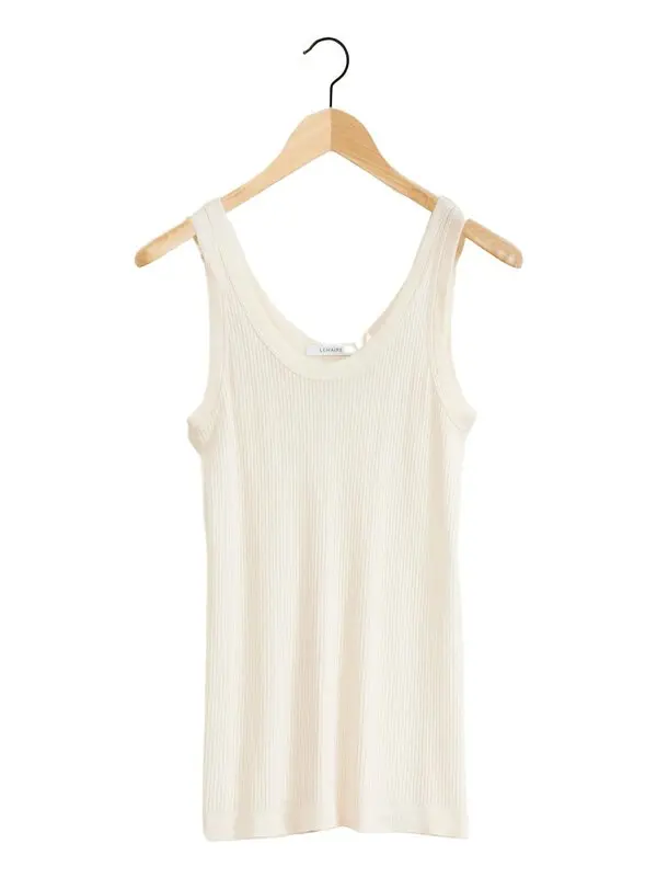 LEMAIRE Ribbed Scoop Neck Tank Top - White