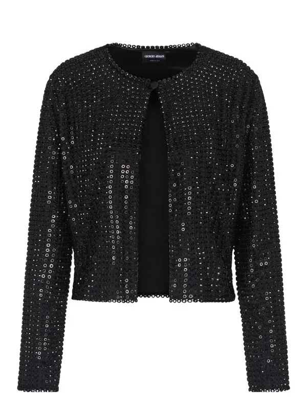 Giorgio Armani Sequin-embellished Long Sleeve Shirt - Black