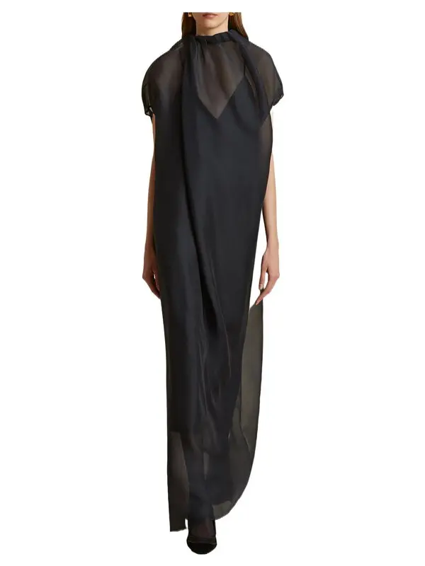 Khaite The Essie Draped Maxi Dress - Black