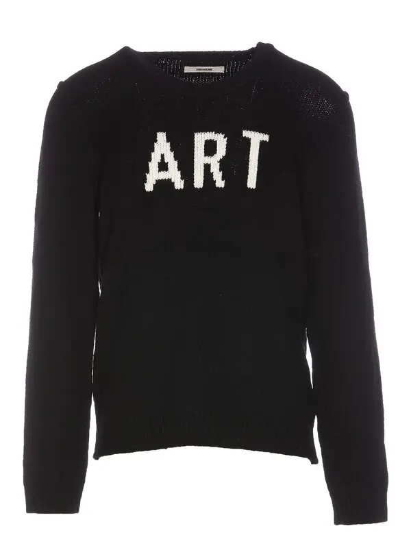 Zadig&Voltaire Kennedy Slogan Intarsia Knit Jumper - Black