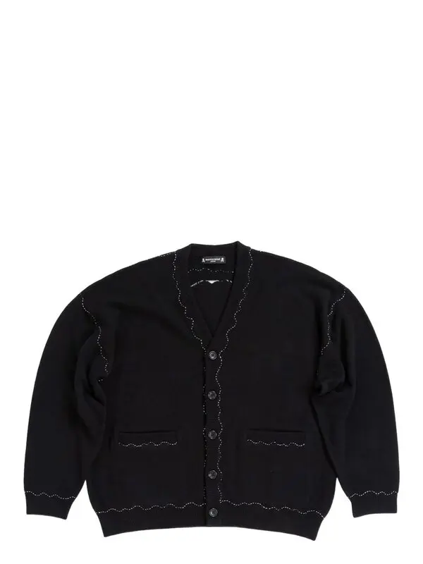 MASTERMIND WORLD Skull Embellished V-neck Cardigan - Black