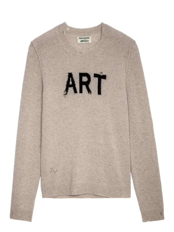 Zadig&Voltaire Art" Intarsia-knit Distressed Jumper - Nude