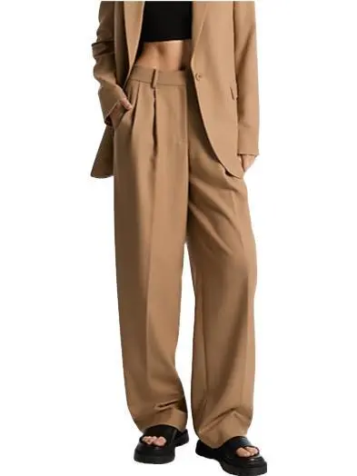 Michael Kors Pleated Wide-leg Tailored Pants - Brown