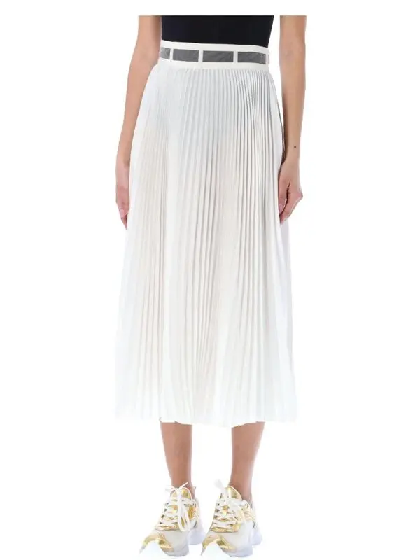 Dior Pleated High Waist Midi Skirt - White