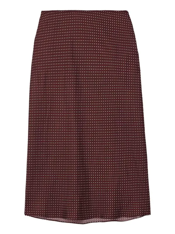 DÔEN Polka-dot Silk-blend Twill Midi Skirt - Wine Red