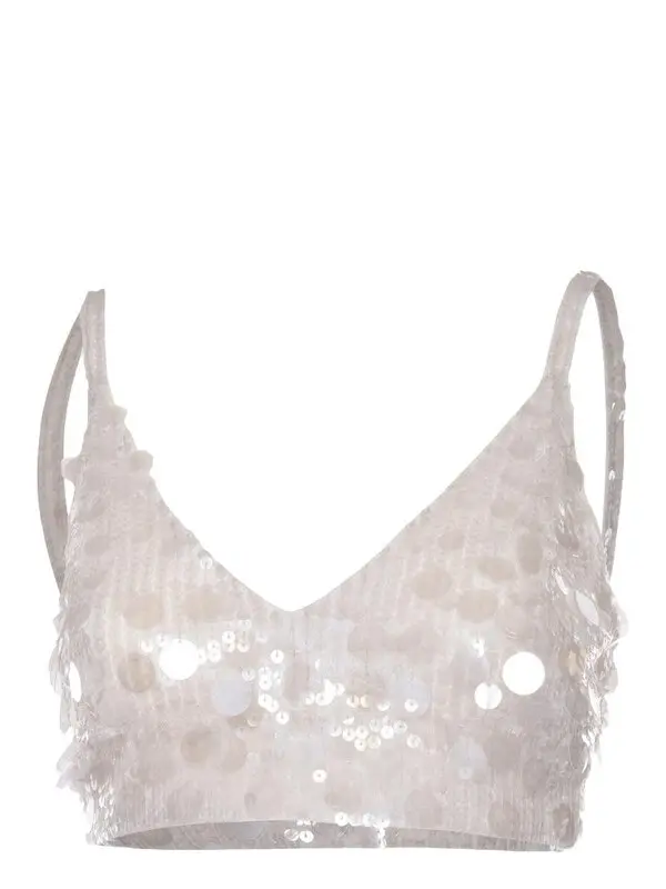 P.a.r.o.s.h Embellished Cropped Top - White