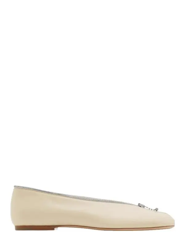 Burberry Sadler Zip Round-toe Ballerina - Beige
