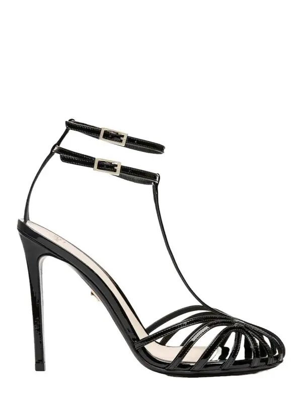 ALEVI MILANO Patent Leather T-strap Sandals - Black