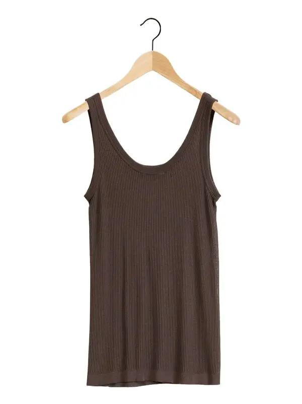 LEMAIRE Ribbed Scoop Neck Tank Top - Brown