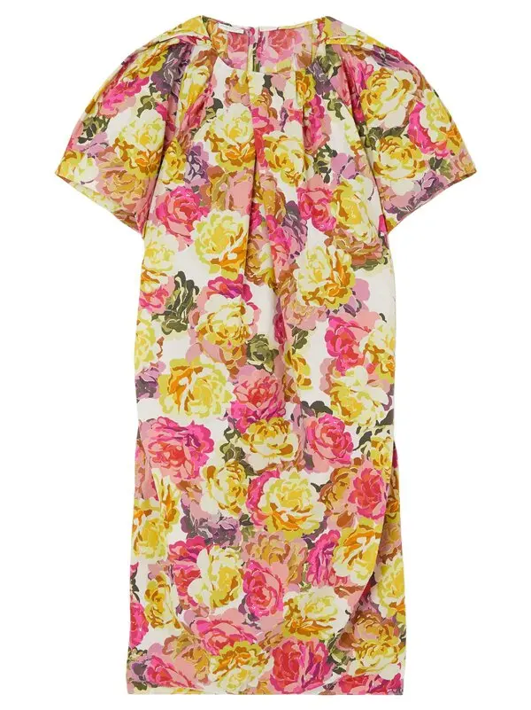 Dries Van Noten Floral Print Pleated Dress - Multicolor