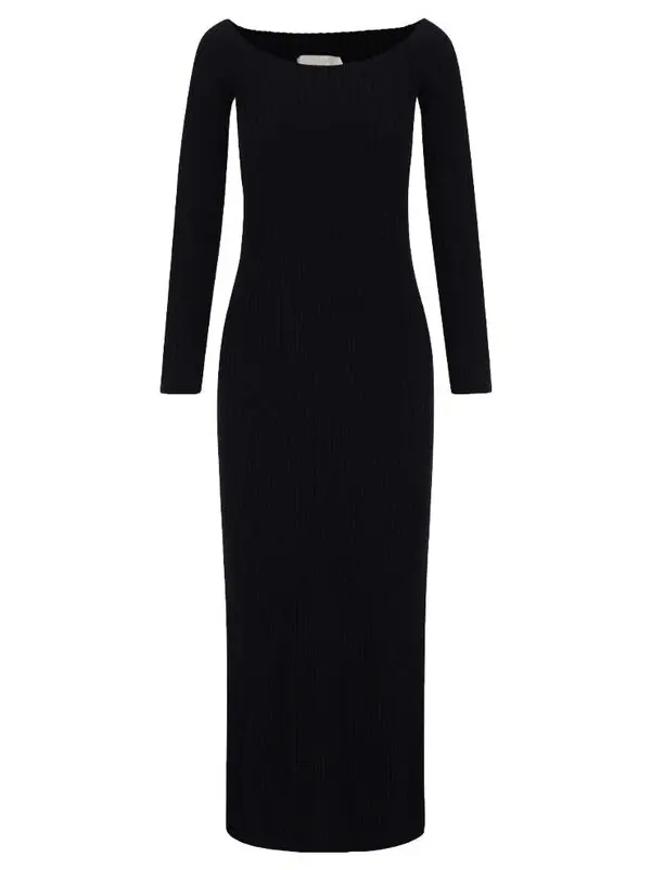 Chloé Long Sleeved Ribbed Maxi Dress - Black