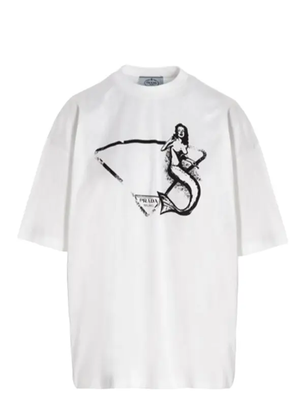 Prada Pattern Printed Short-sleeved T-shirt - White