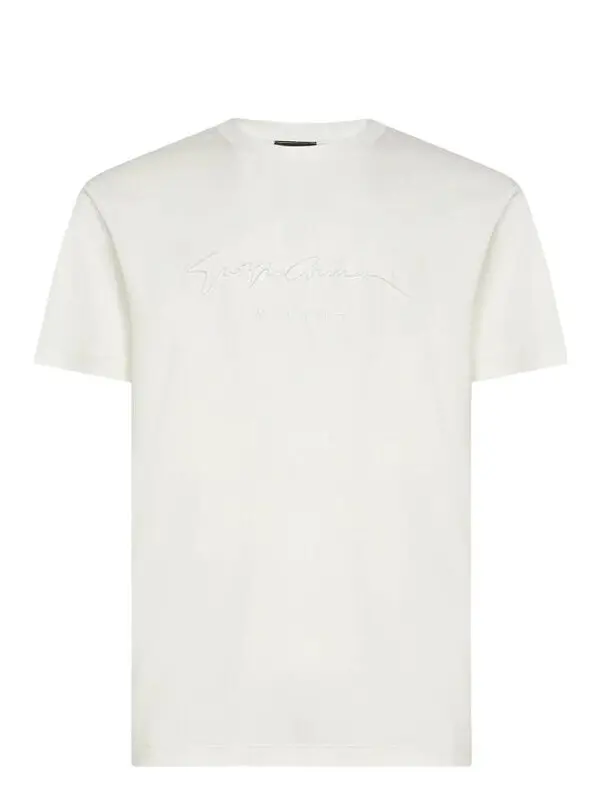 Giorgio Armani Logo Embroidered Crewneck T-shirt - White