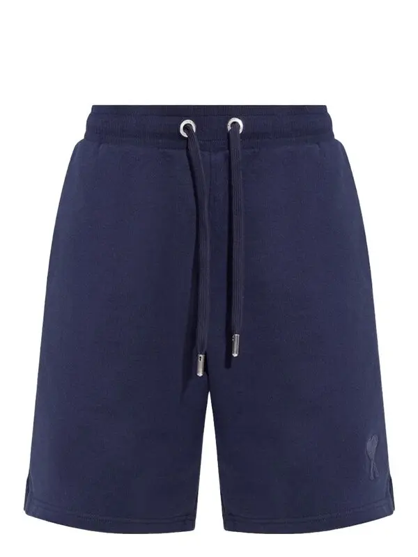 Ami Drawstring Track Shorts With Embroidered Logo - Blue