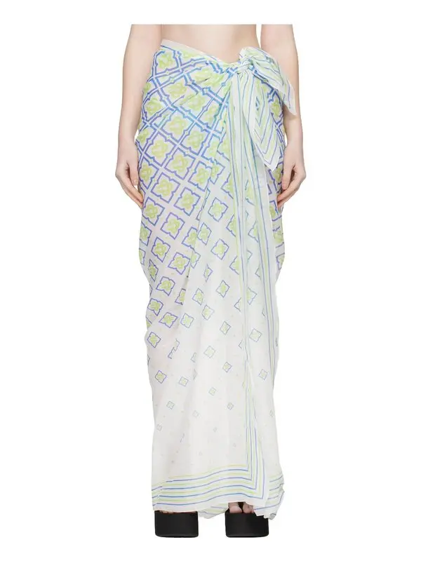 Casablanca Gradient Letter Pattern Midi Skirt - White
