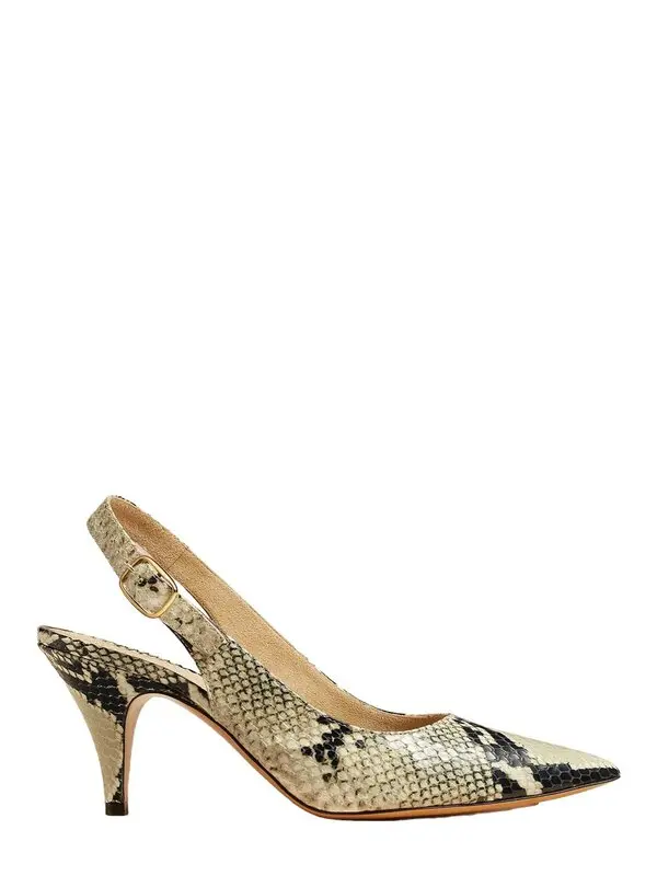 Khaite Slingback Pumps With Python Embossing And Gold Clasp - Nude