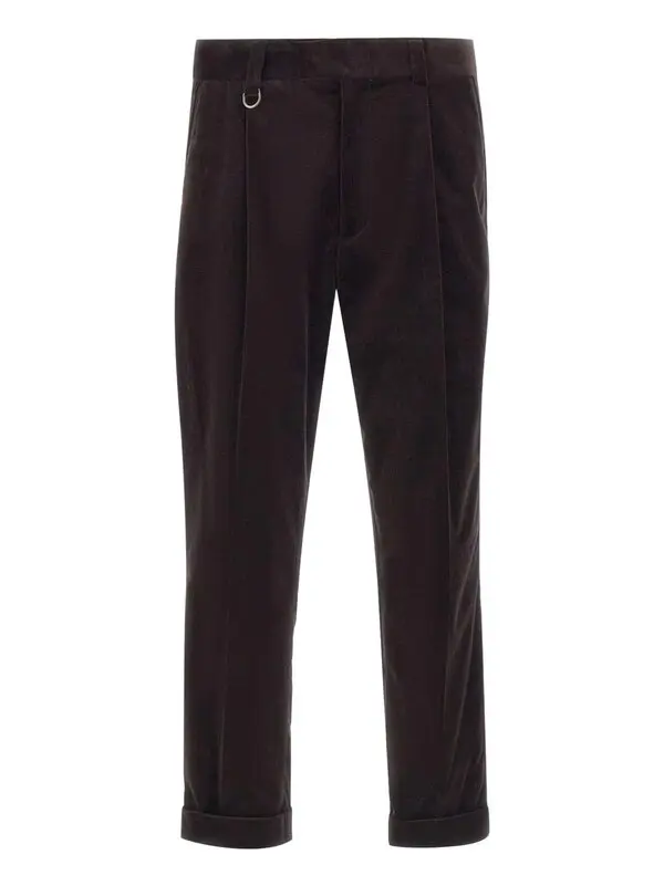 PAOLO PECORA Velvet Pleated Trousers - Brown
