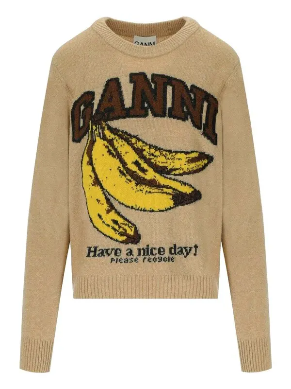 GANNI Graphic Banana Pullover - Nude