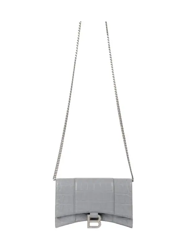 Balenciaga Hourglass Crocodile-effect Clutch Bag - White