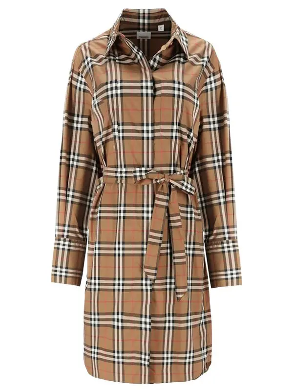 Burberry Check Stretch Cotton Shirt Dress - No