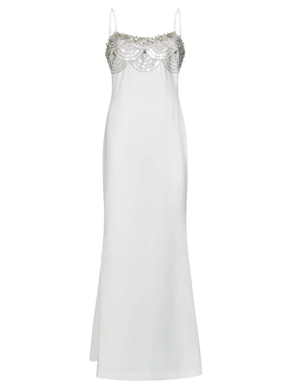 Amen Crystal-embellishment Crepe Maxi Dress - White