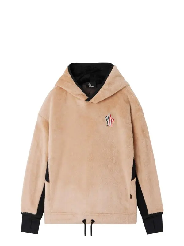 Moncler Long Sleeve Fleece Hoodie With Drawstring - Sand Beige
