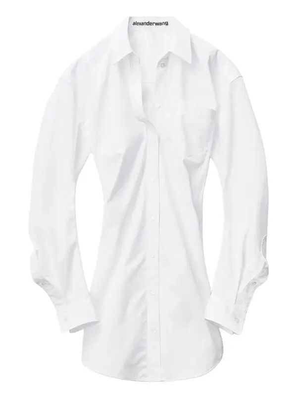 Alexander Wang Long-sleeve Cotton Shirtdress With Waist Detail And Back Cutout - No