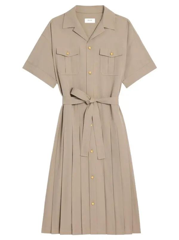 Celine Saharienne Cotton Gabardine Dress - Nude