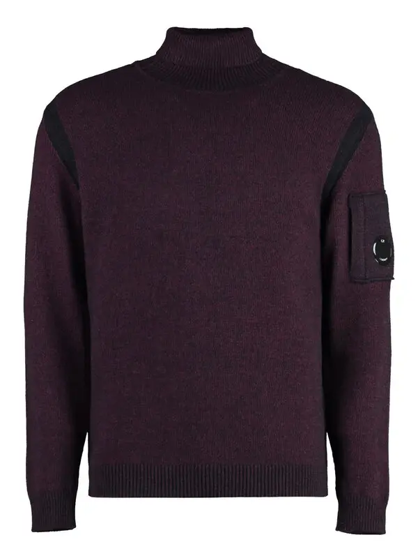 C.P. COMPANY Roll Neck Jumper With Lens Detail - Black