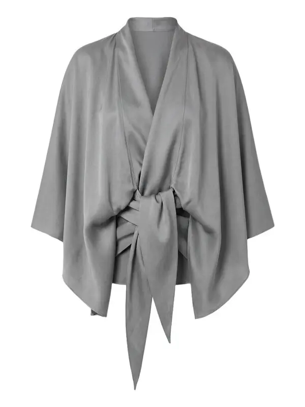 Rick Owens Half Moon Top With Draped Front Ties - Washed Indigo