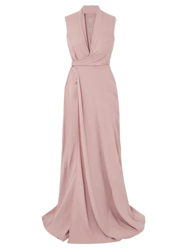 Rick Owens Crepe Wrap Maxi Dress - Nude