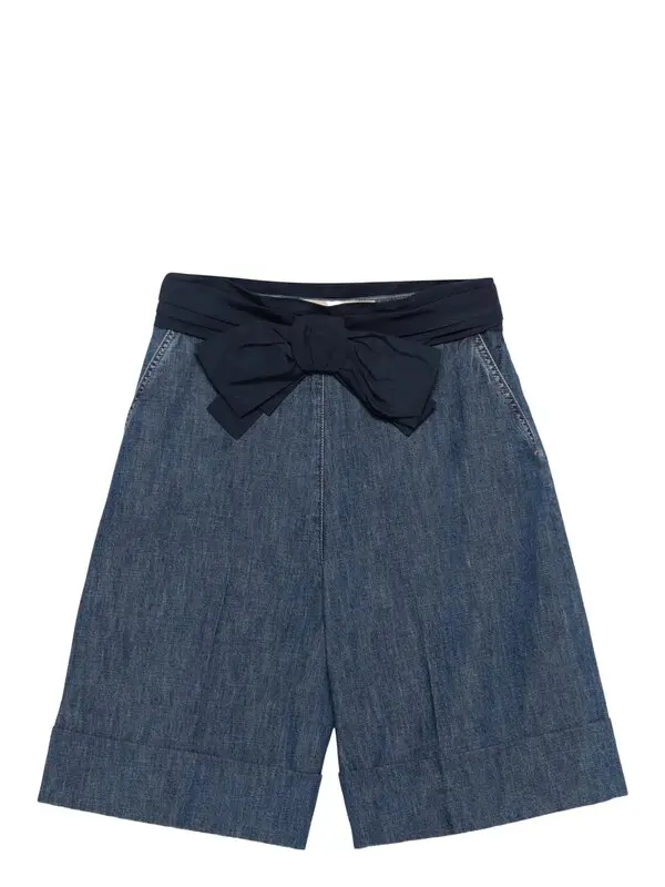 Valentino Garavani Denim Shorts With Bow Embellishment - Blue