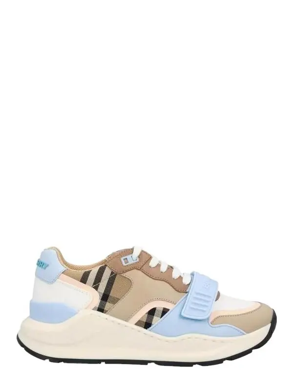 Burberry Checked Lace-up Sneakers - White