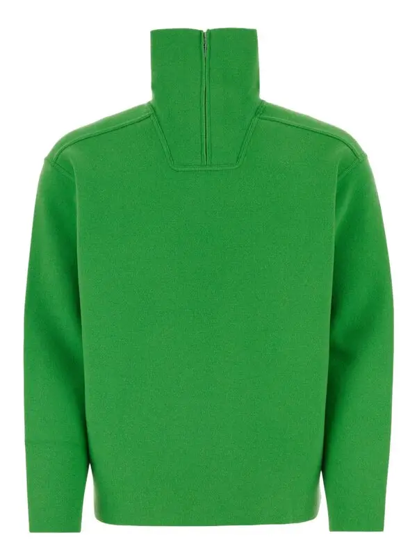 Auralee Long-sleeved High Collar Sweater - Green