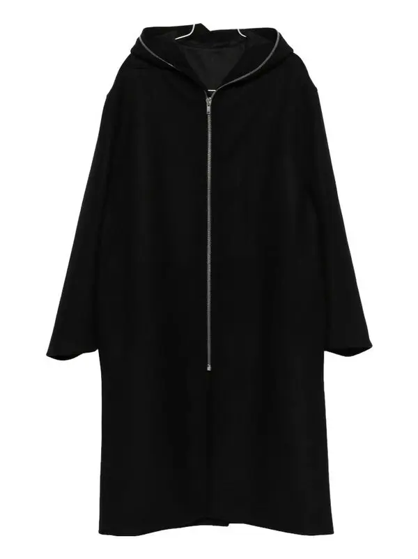 Rick Owens Zip-up Hooded Raincoat - Black