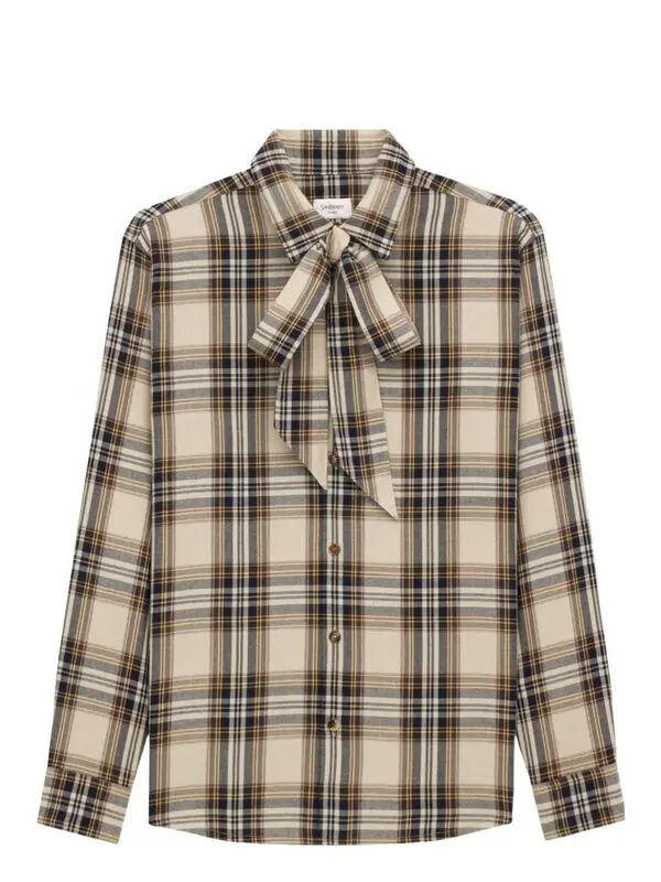 Saint Laurent Tie-detailed Checkered Shirt - Brighton Checks