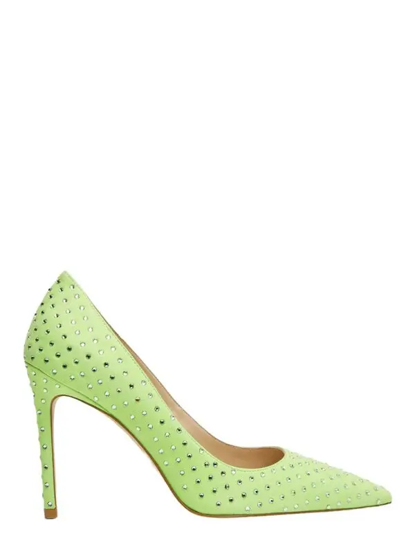 STUART WEITZMAN Swarovski Crystal Embellished Pointed Toe High Heel Pumps - Green