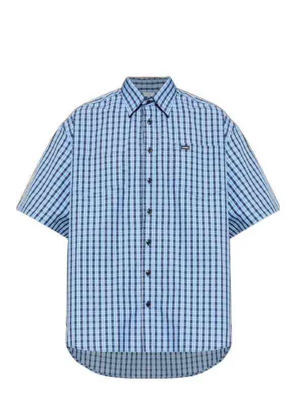 Vetements Logo Patch Checked Short-sleeve Shirt - Blue