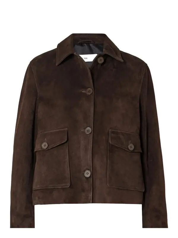 Nour Hammour Louise Suede Jacket - Black